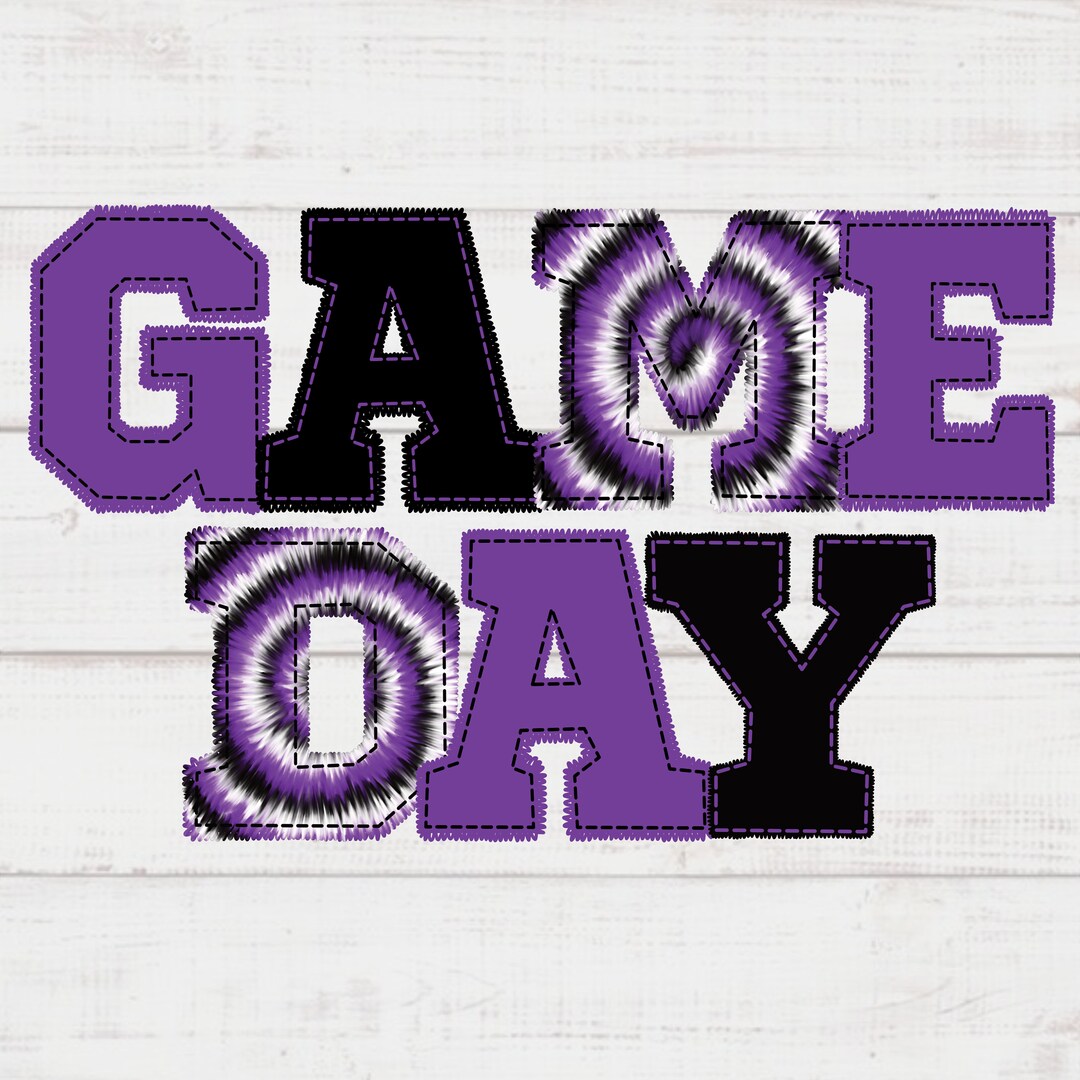 Purple Tye Dye GAME DAY Faux Applique | Sublimation Digital Lettering ...
