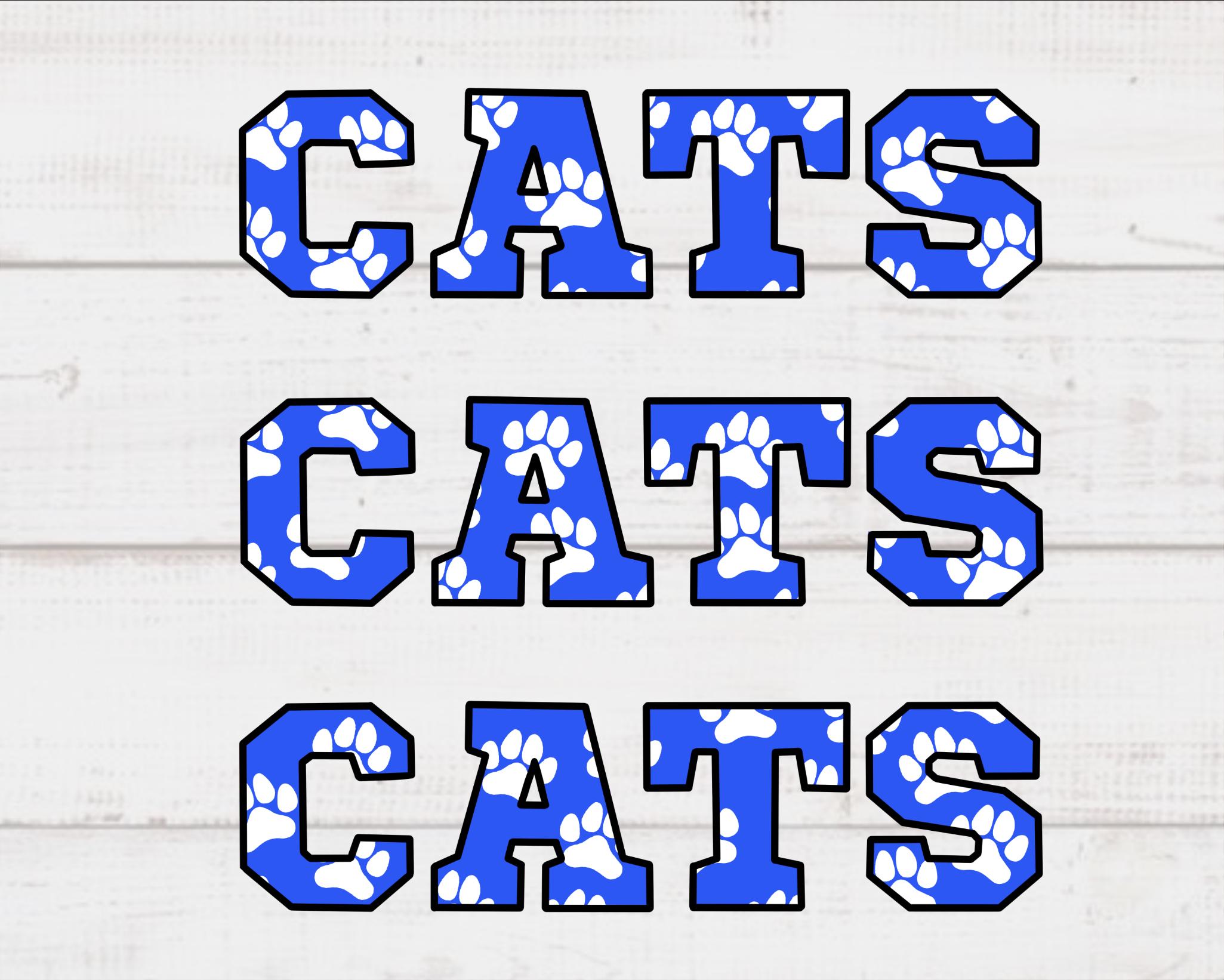 Cats Cats Cats Royal Blue White Paw Print Sublimation Digital Download ...