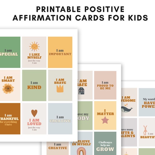 Toddler Affirmation Cards Printable Affirmation Wall Art for - Etsy