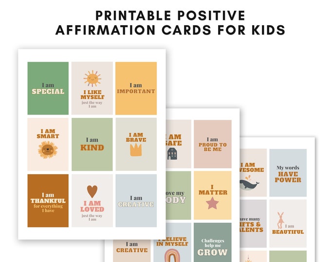 Toddler Affirmation Cards Printable Affirmation Wall Art for Kids ...