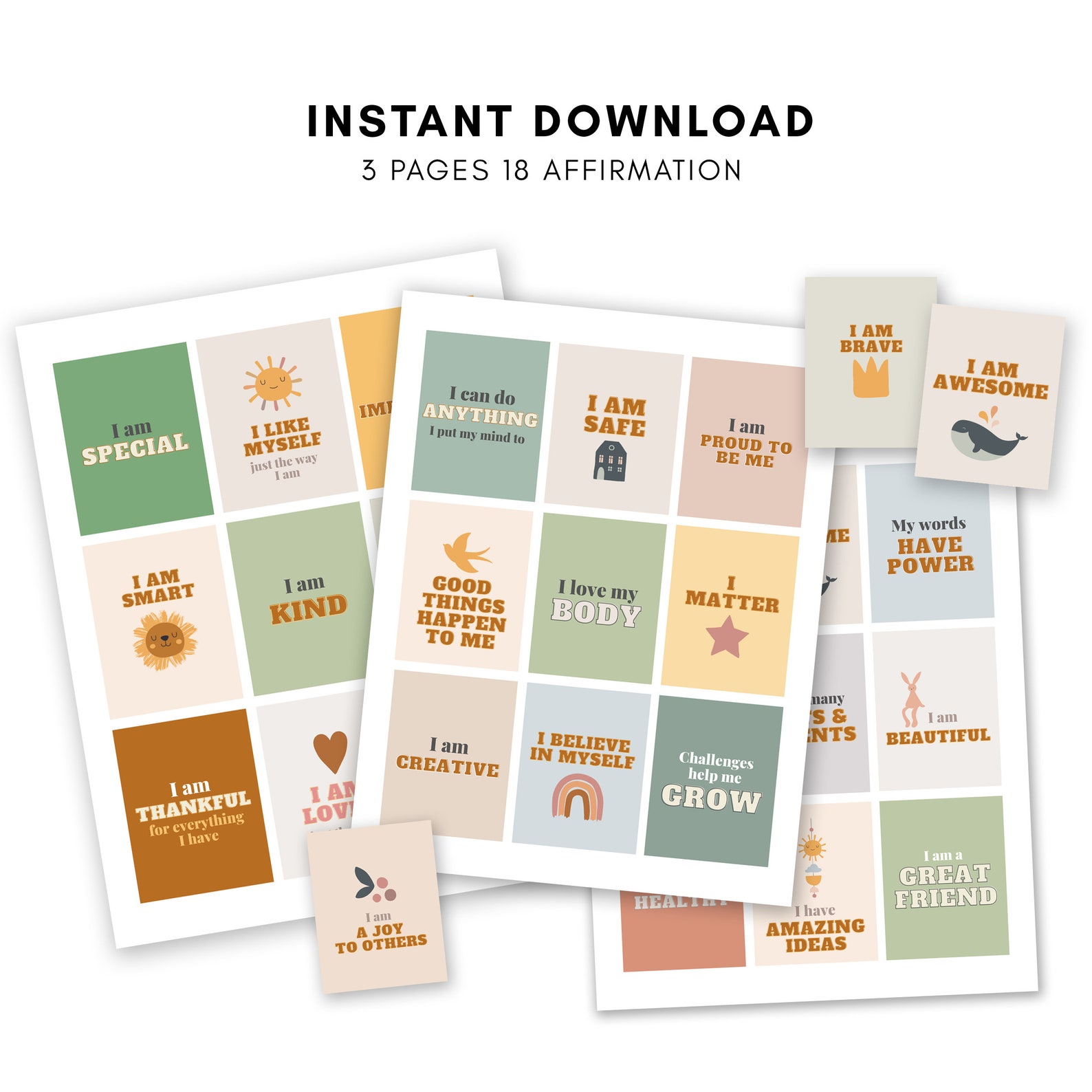 Toddler Affirmation Cards Printable Affirmation Wall Art for Kids ...