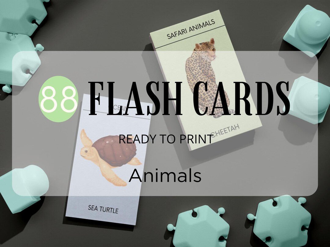 Learning Cards - Animals - Printable Educational Cards, Instant ...