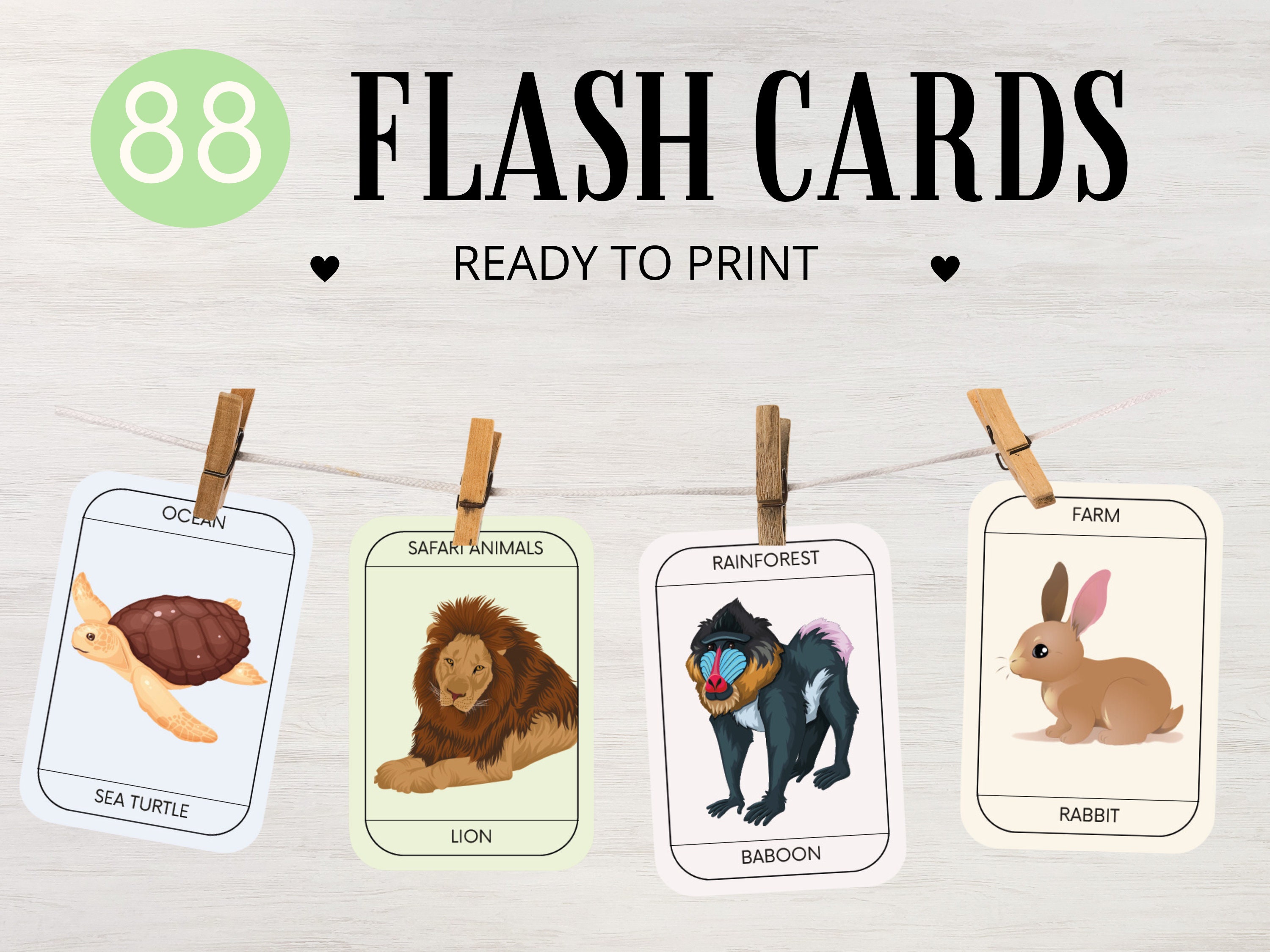 Learning Cards Animals Printable Educational Cards, Instant Download ...