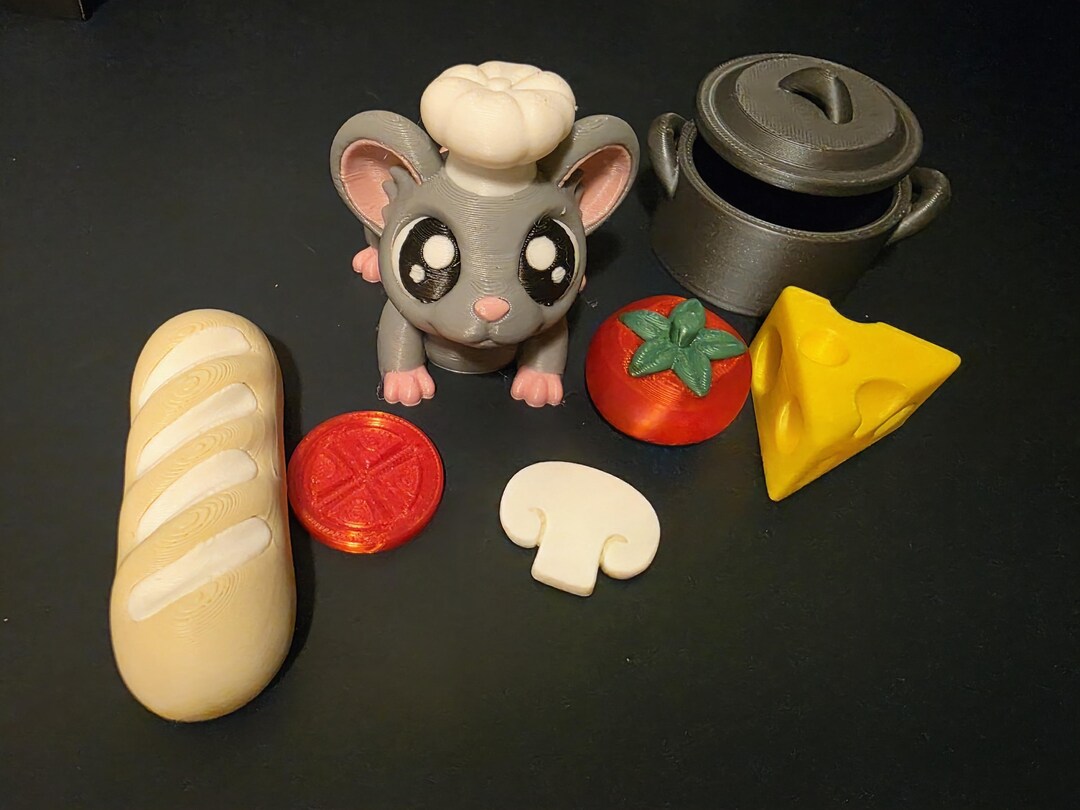 3d Printed Articulated Mouse and Food Set, Great Gift, Toys - Etsy