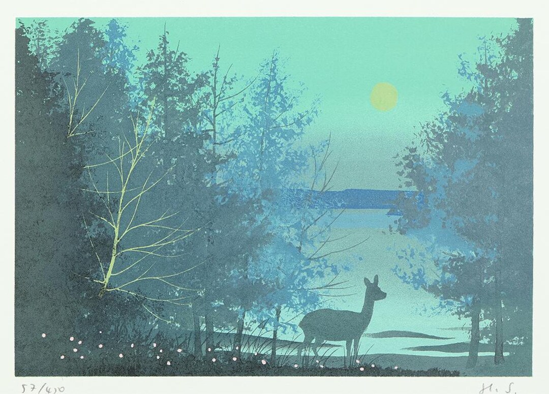 千住博 Senju Hiroshi (b1958) Original Lithograph - 'tsuki Michiru'「月満ちる ...