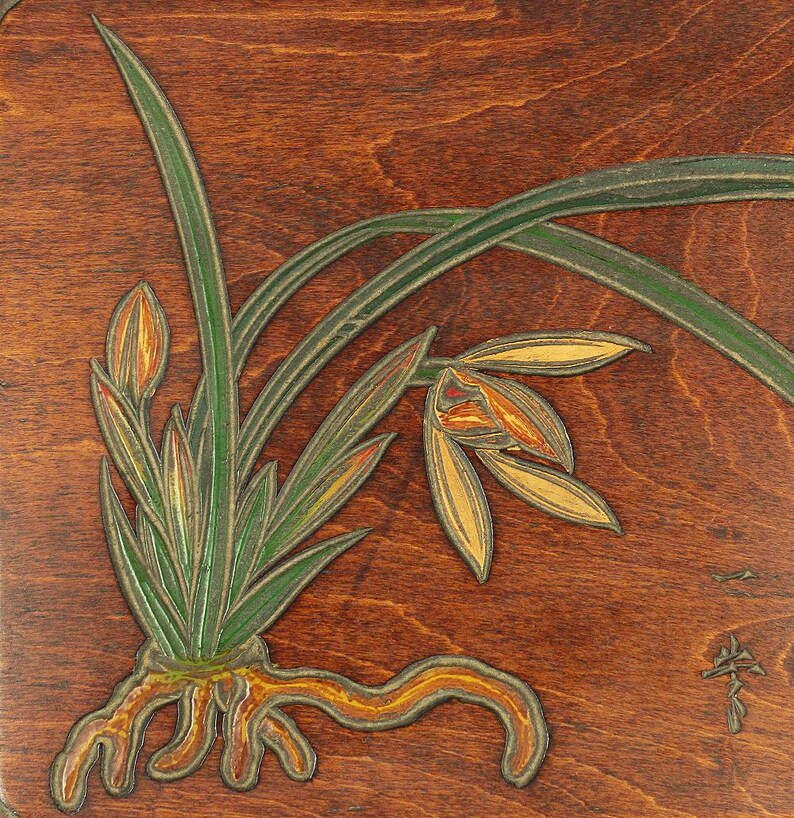 一峰 Ippo 'orchid' Sanuki Lacquer Carving Square Box VA416 - Etsy