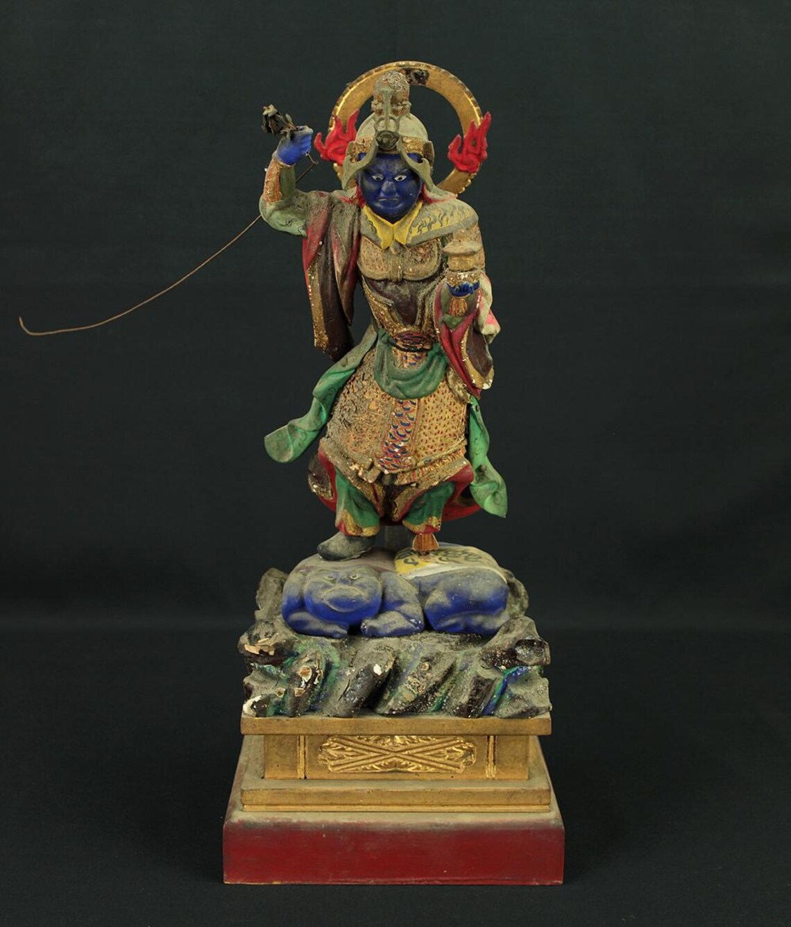 Shitenno 四天王 (four Heavenly Kings) 34.8cm Wood Carving Buddhism Statue ...