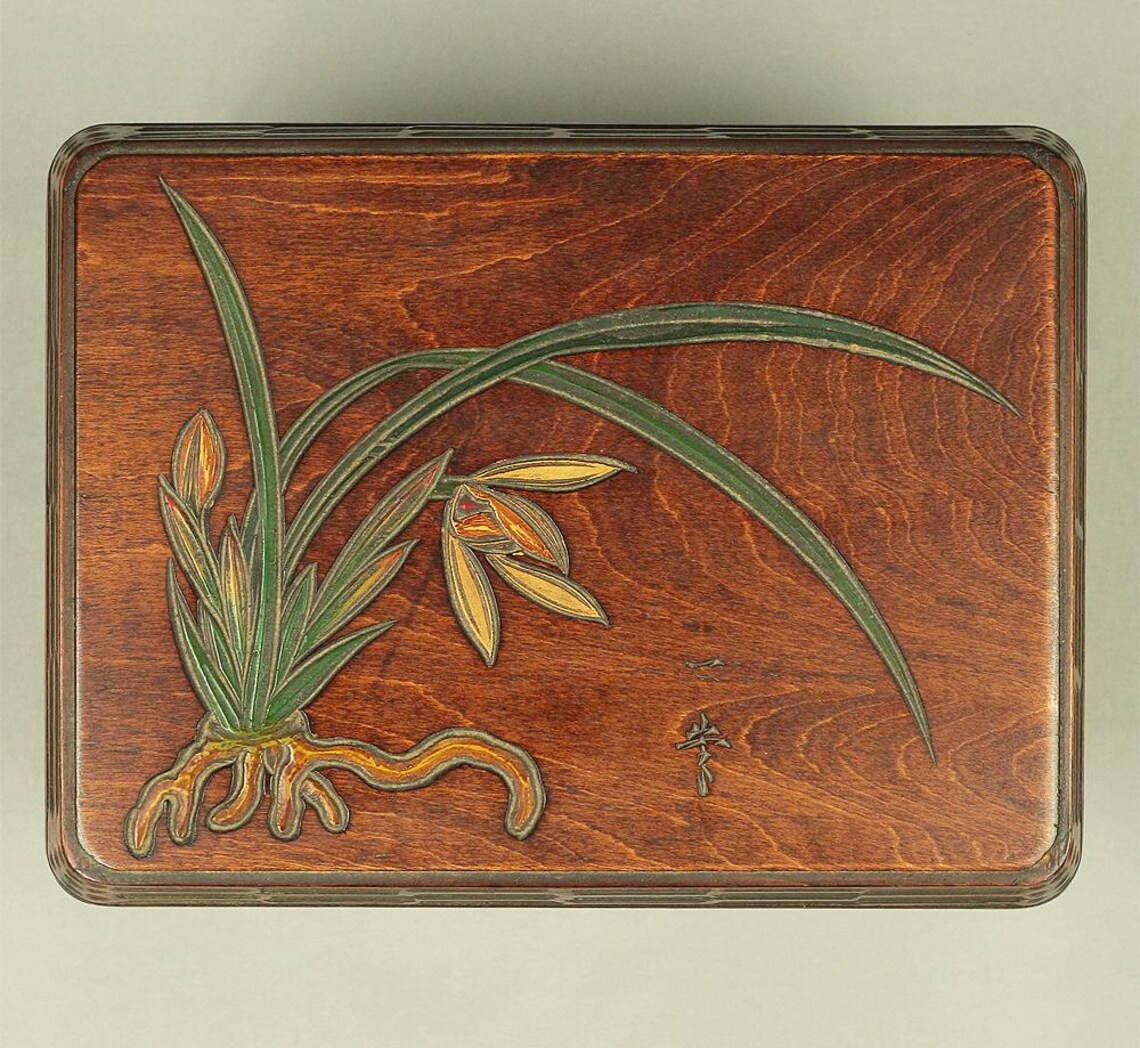 一峰 Ippo 'orchid' Sanuki Lacquer Carving Square Box VA416 - Etsy