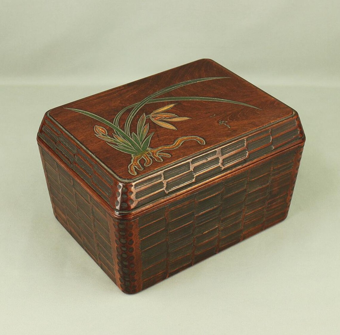 一峰 Ippo 'orchid' Sanuki Lacquer Carving Square Box VA416 - Etsy