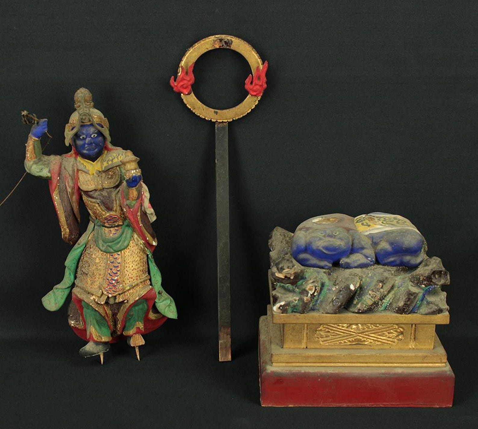 Shitenno 四天王 (four Heavenly Kings) 34.8cm Wood Carving Buddhism Statue ...