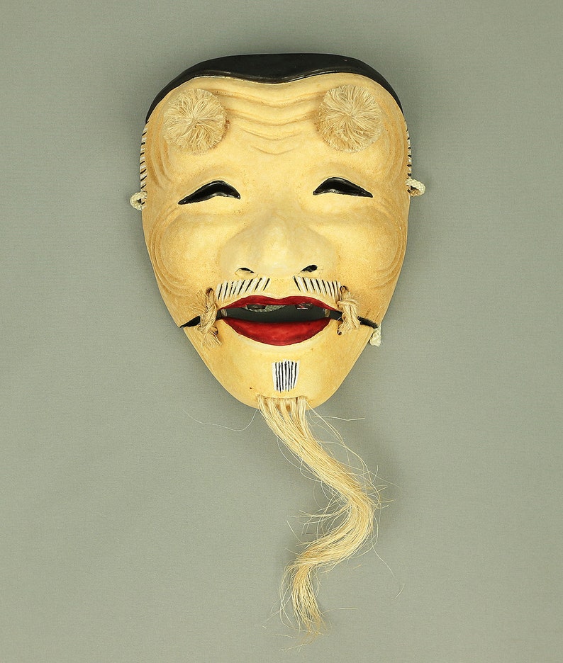 敏郎 Toshiro Noh Mask 3pcs Japanese Noh Play Wooden Carving Mask - Okina ...
