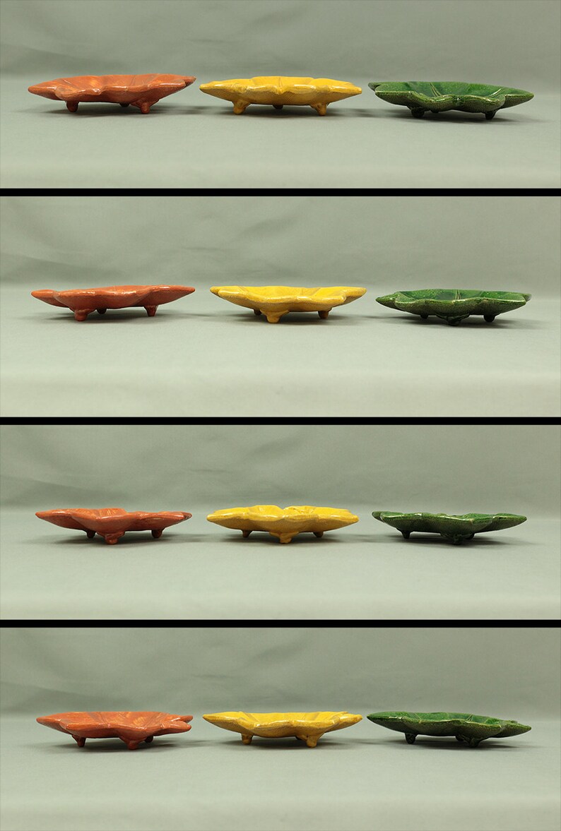 楽焼 RAKU Ware Five Colored Plates Maple Leaf Design 川崎和楽 - Etsy