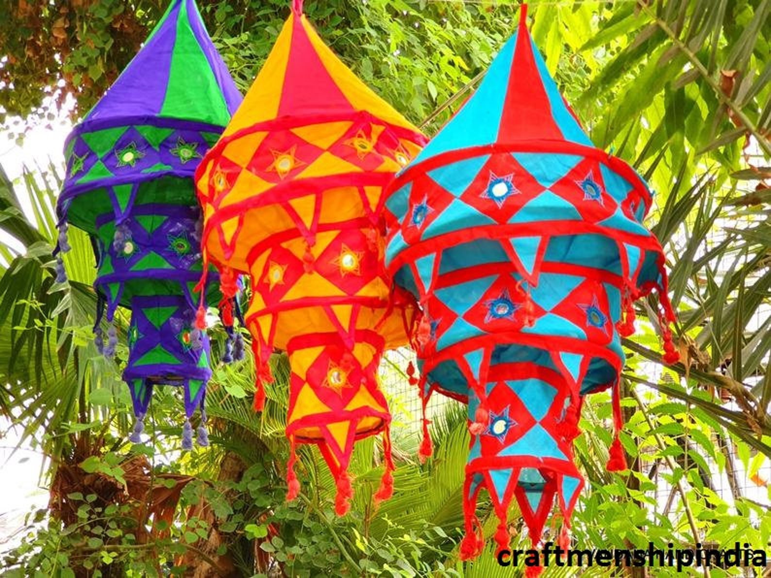 100 Pc Indian Traditional Lamp Shade Cotton Lanterns Lamp | Etsy