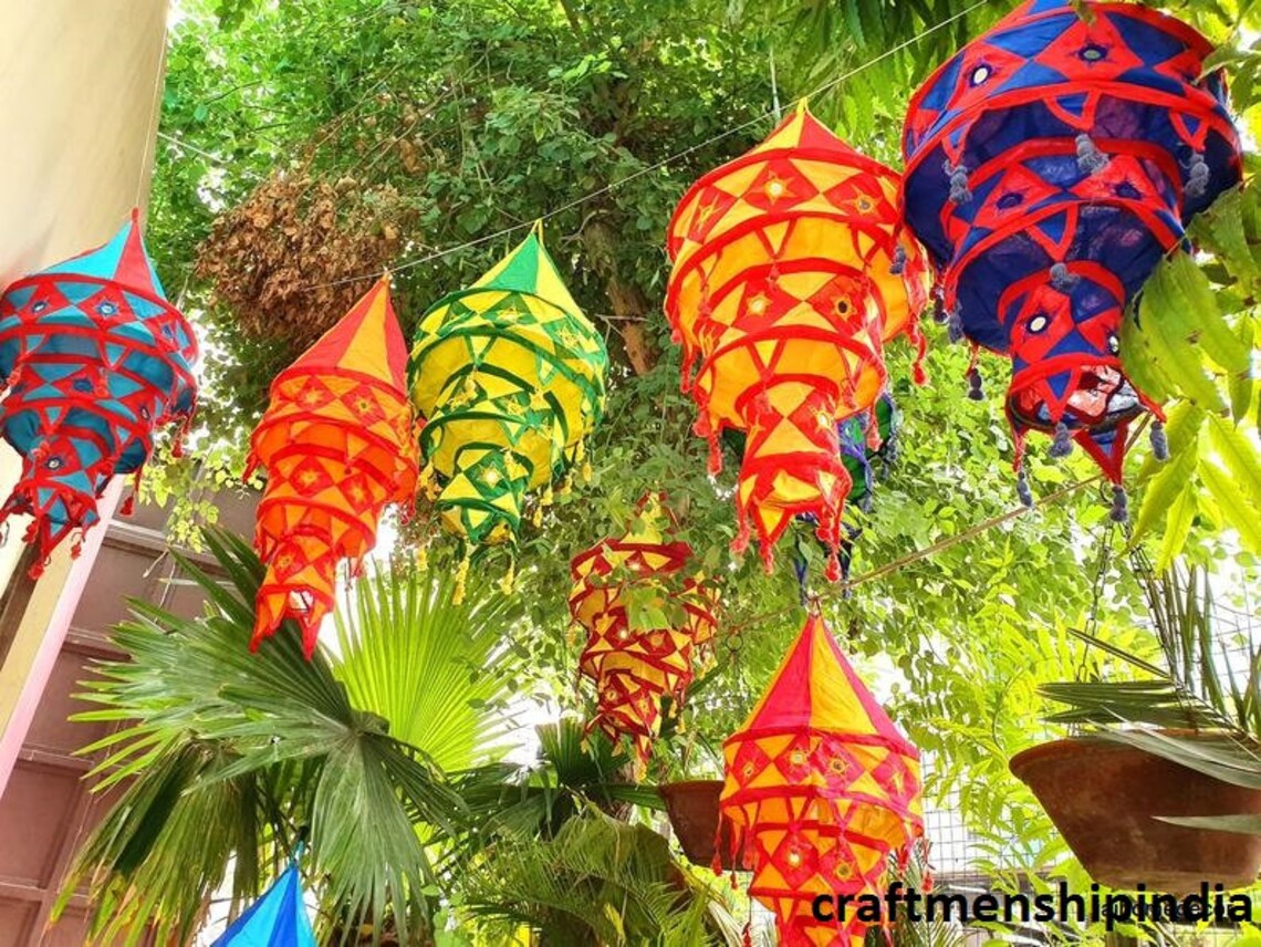 100 Pc Indian Traditional Lamp Shade Cotton Lanterns Lamp | Etsy