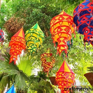 100 Pc Indian Traditional Lamp Shade Cotton Lanterns Lamp - Etsy