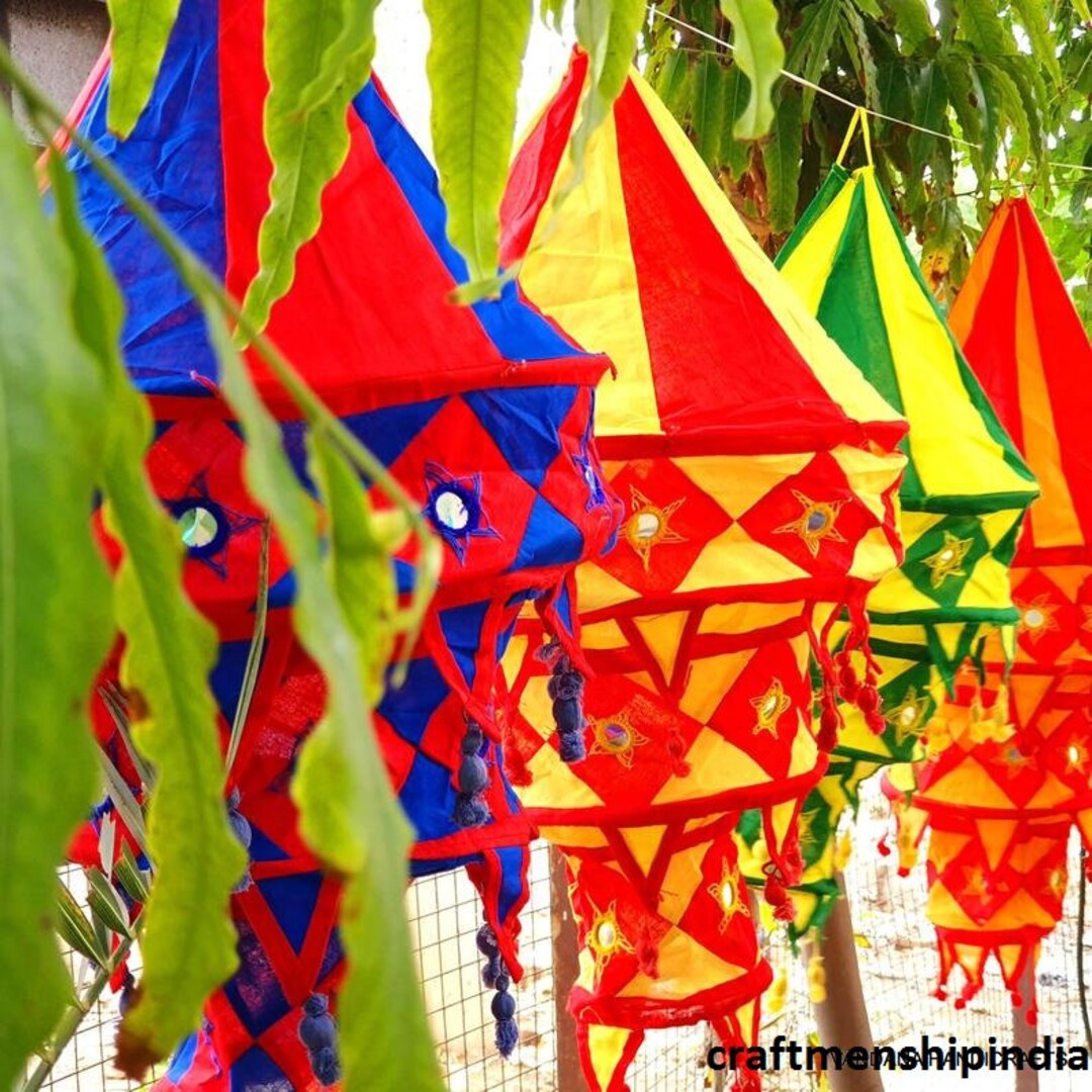 100 Pc Indian Traditional Lamp Shade Cotton Lanterns Lamp - Etsy