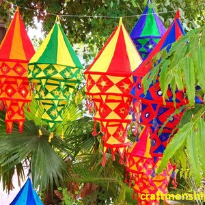 100 Pc Indian Traditional Lamp Shade Cotton Lanterns Lamp - Etsy