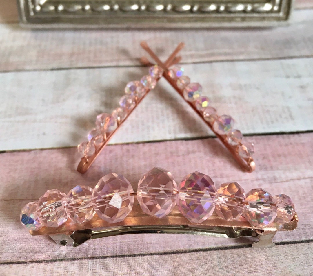 Sparkly Blush Pink and Rose Gold Hair Pin and Barrette. Light ...