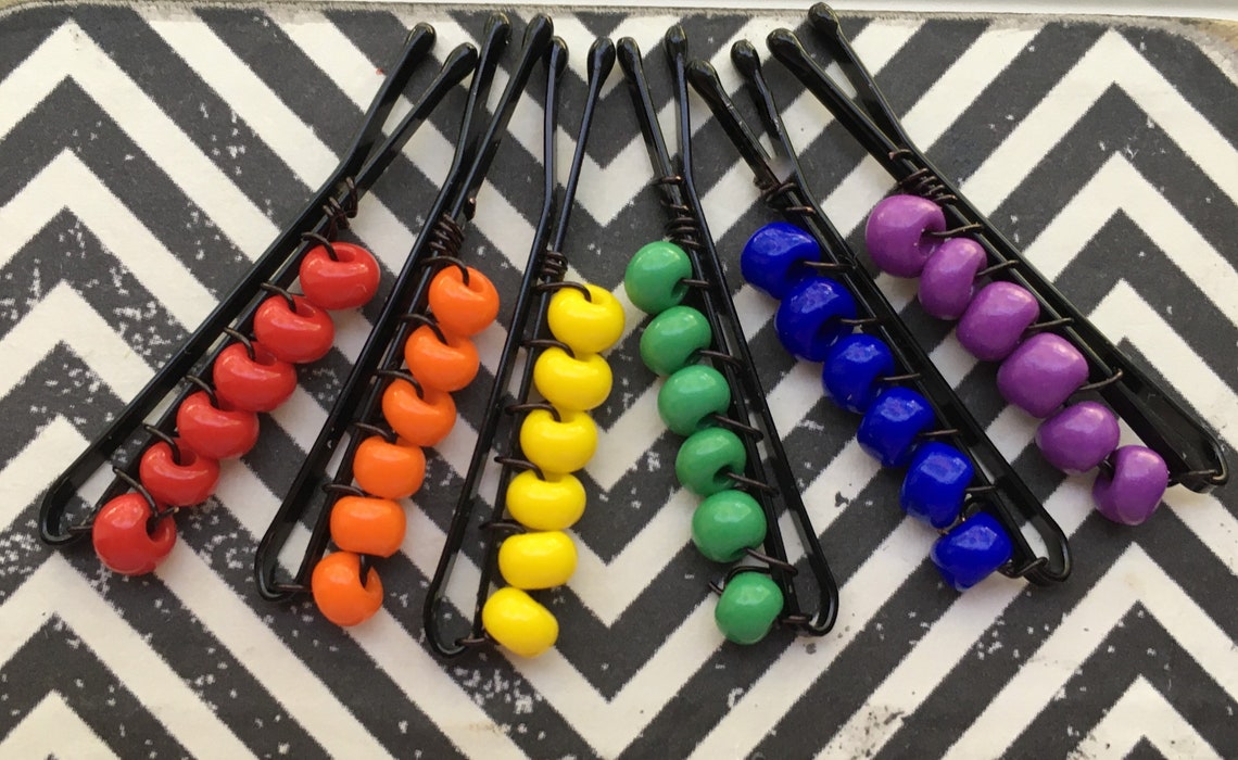 Rainbow Mini Bobby-pins. Set of 6 Mini Pins. - Etsy