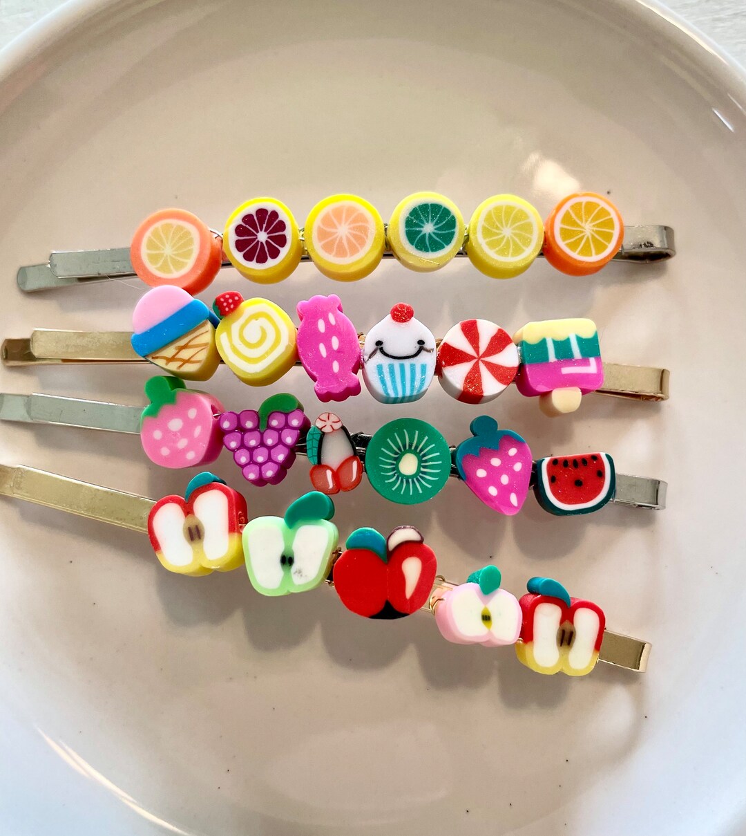 Fruity & Sweet Treat Jumbo Hair Pins. Extra Long Hair Slide. 85mm / 3.3 ...