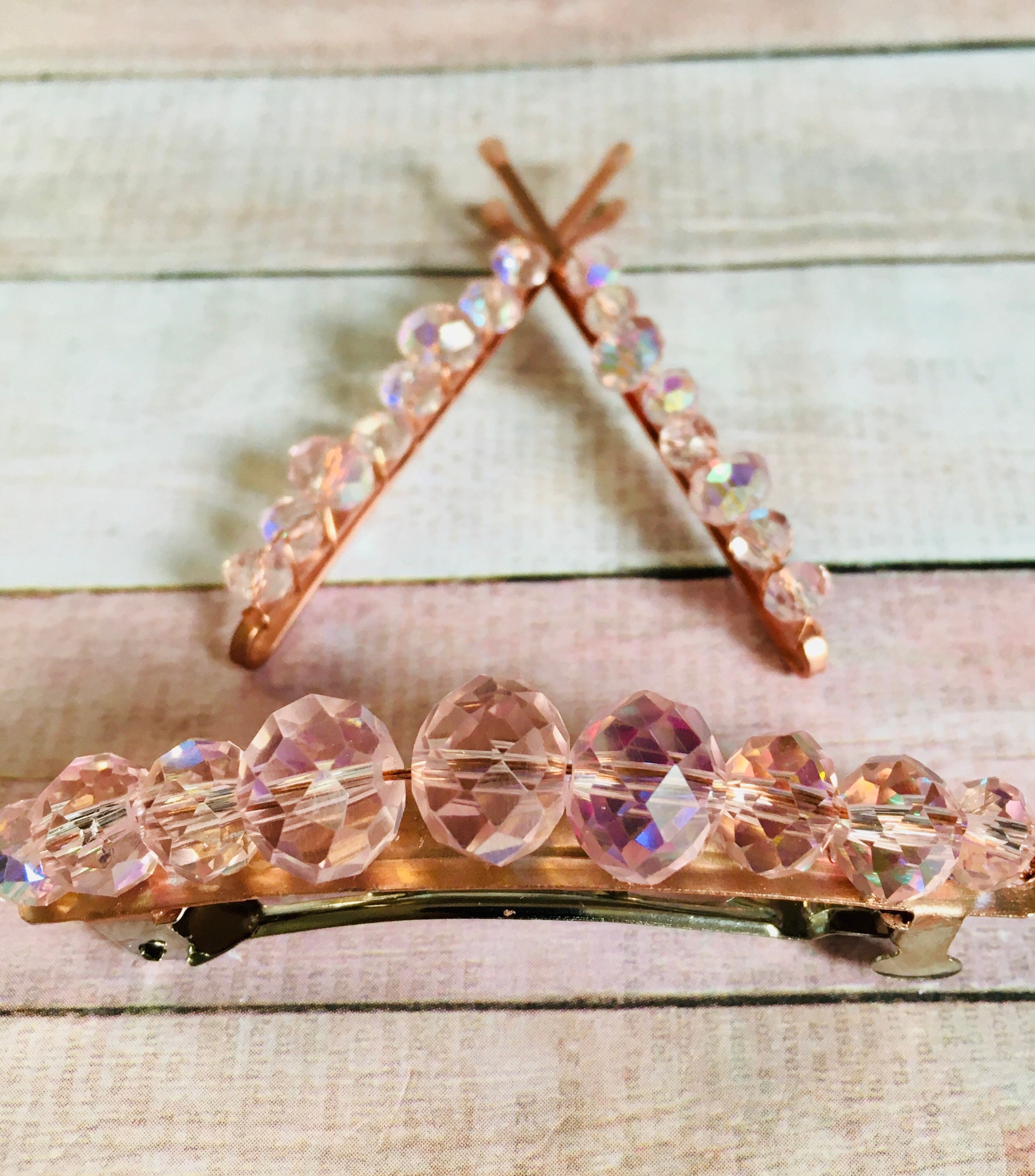 Sparkly Blush Pink and Rose Gold Hair Pin and Barrette. Light ...