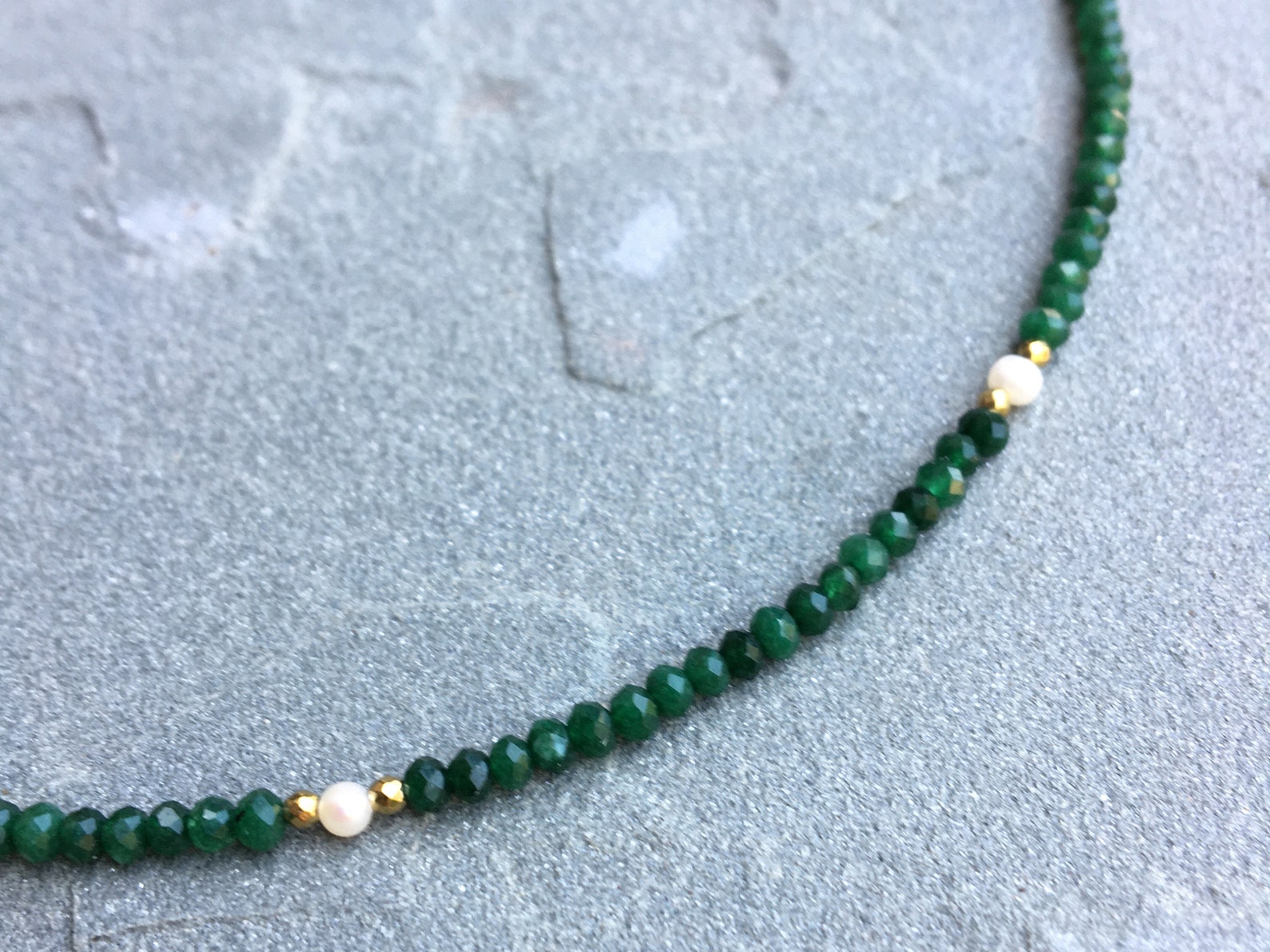Green Jade Necklace Green Jade Choker Jade Beaded Necklace - Etsy