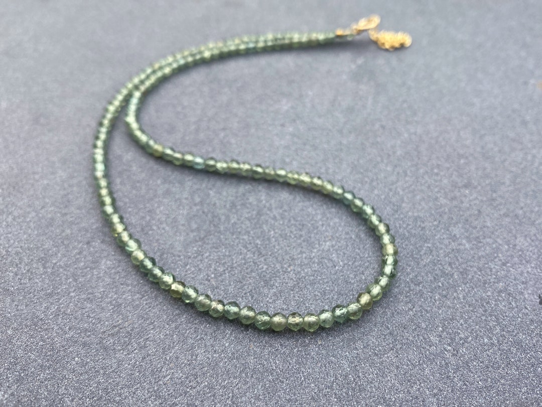 Green Garnet Necklace, Green Garnet Beaded Choker, Dainty Crystal ...