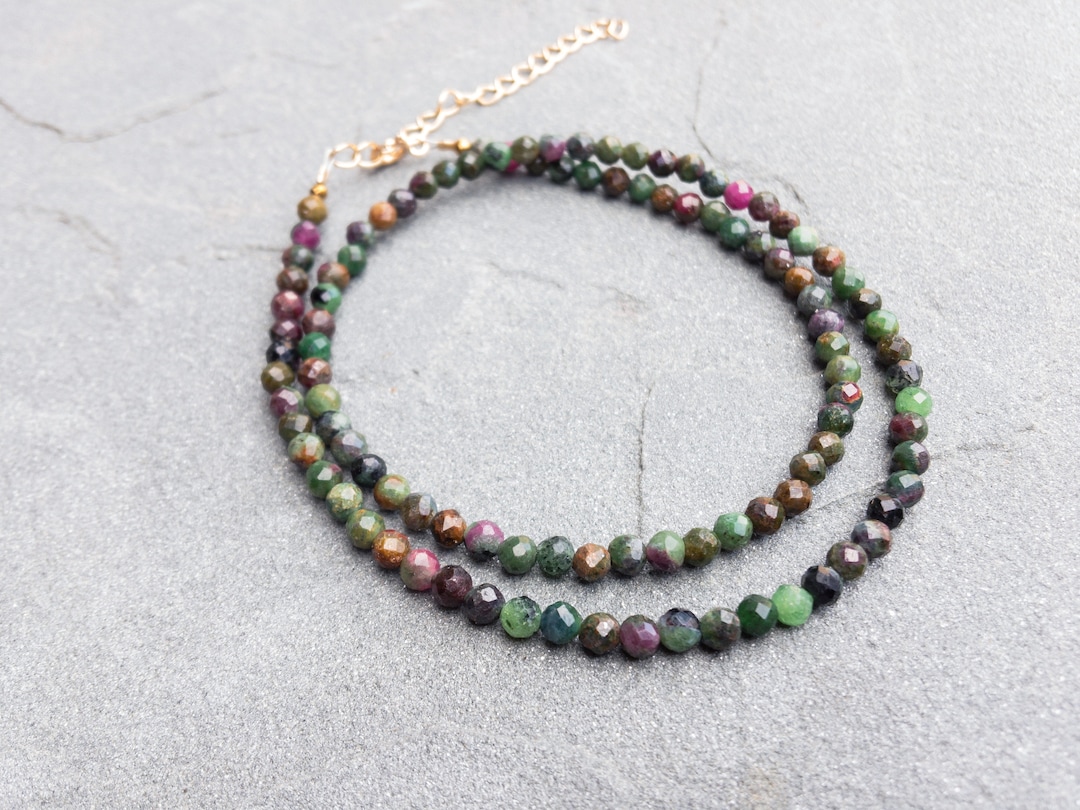 Ruby Necklace, Genuine African Ruby Choker, Natural Multi Color Ruby ...
