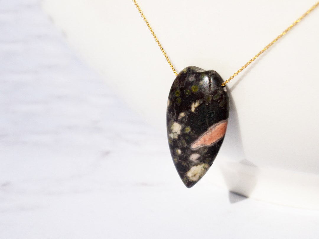 Jasper Pendant Necklace, Gold Jasper Necklace, Arrow Head Charm ...