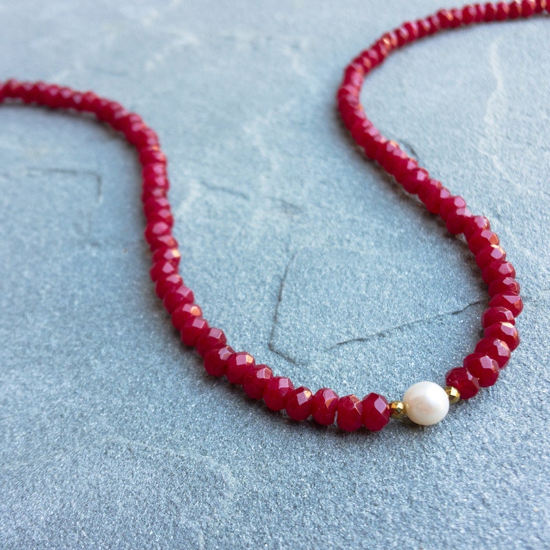Red Bead Necklace - Etsy