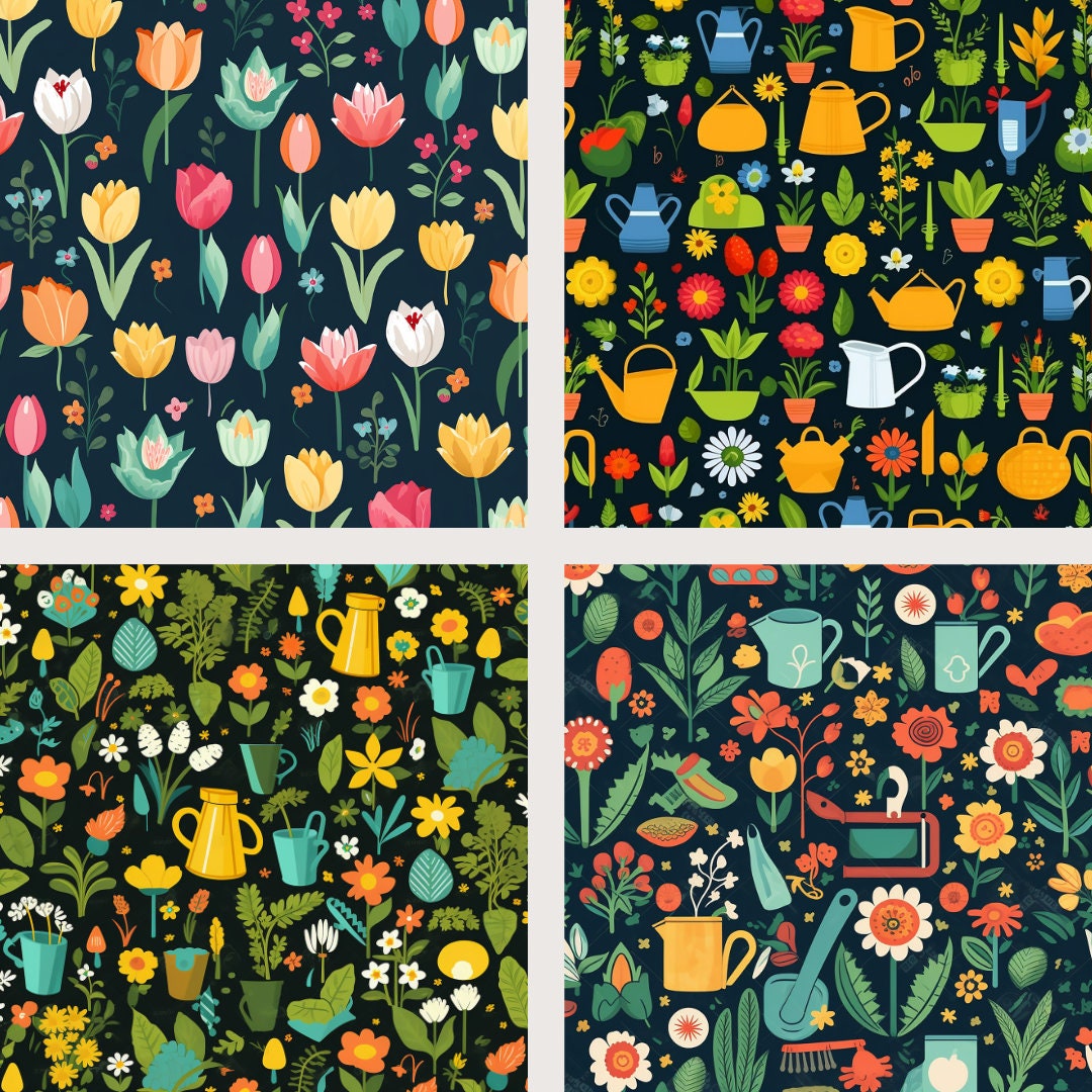 Spring Garden Digital Paper Seamless Pring Floral Medley Digital Paper ...