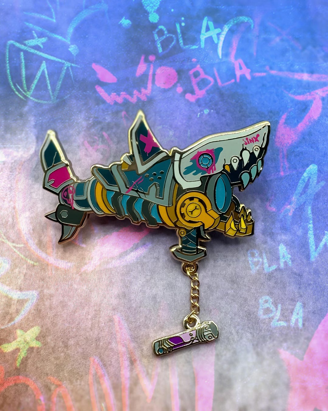 Jinx's Fishbones Rocket Hard Enamel Pin |arcane | League of Legends ...
