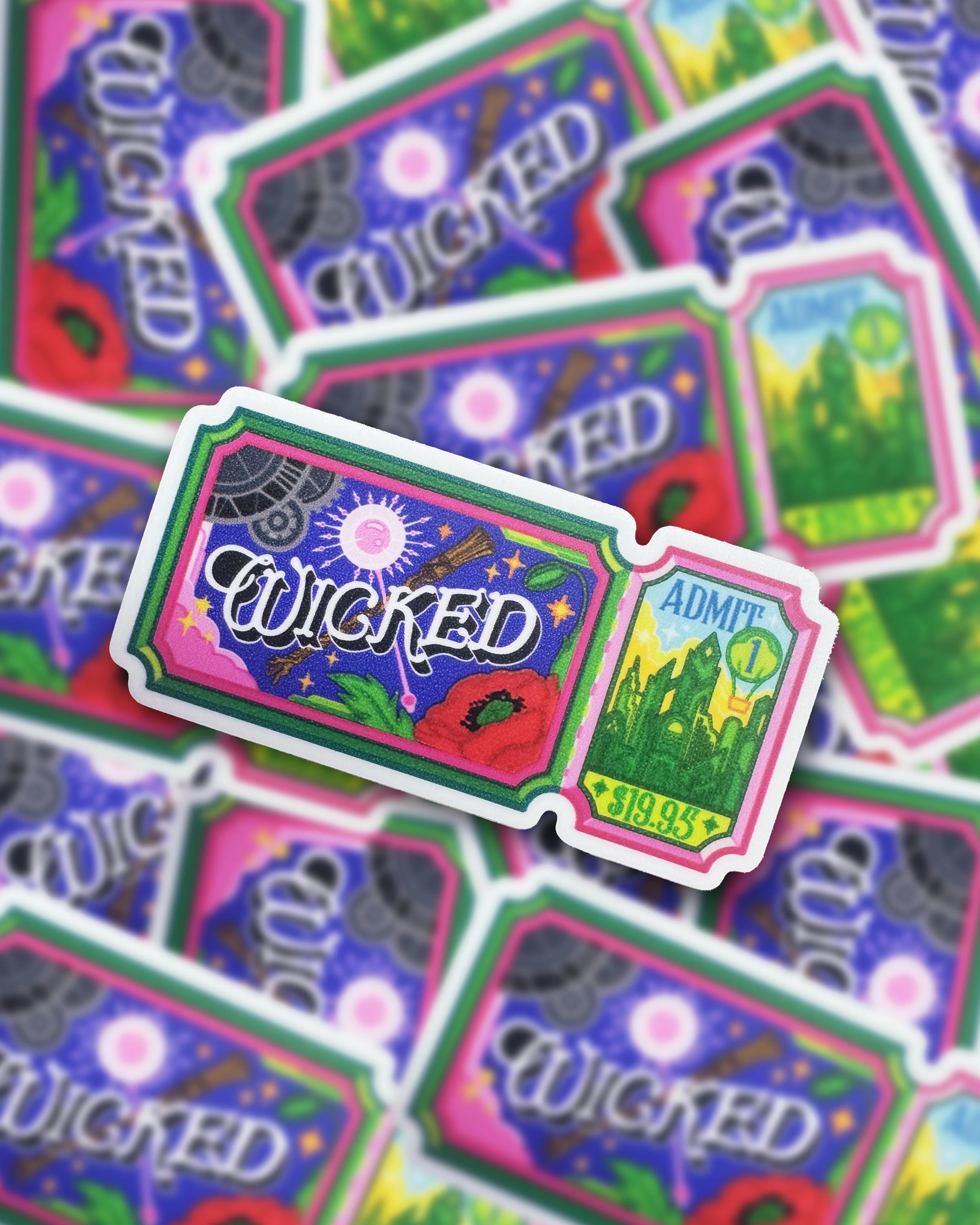 Wicked Ticket Vinyl Sticker | Vinyl Sticker | Detailed | Musical ...