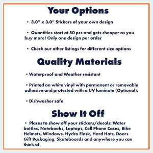 3 Inch Custom Vinyl Stickers Decals Printed With Your Own Design on ...