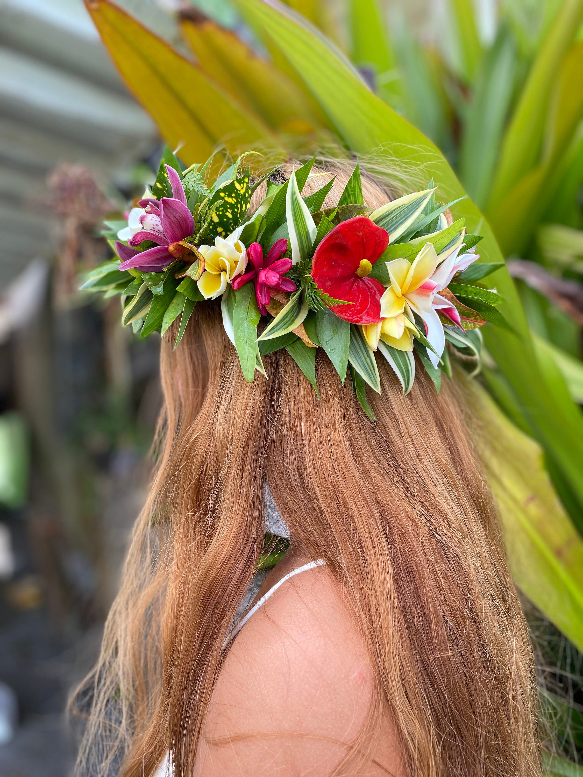 Island Style Lei Po'i Fresh Flower Crown | Etsy