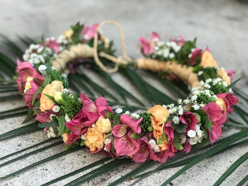 Sunset Lei Po'o Fresh Flower Crown - Etsy
