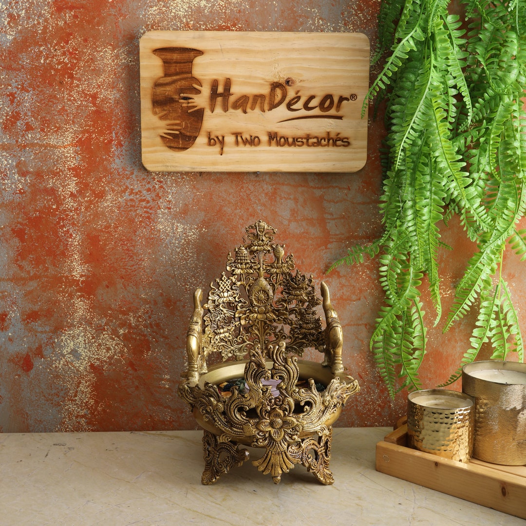 Ethnic Indian Elephant Design Brass Urli, Decorative Urli for Corner ...