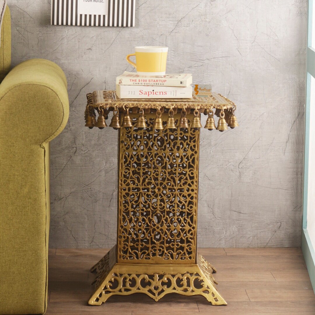 Brass Decorative Table, Ethnic Design Brass Decorative Corner Table ...