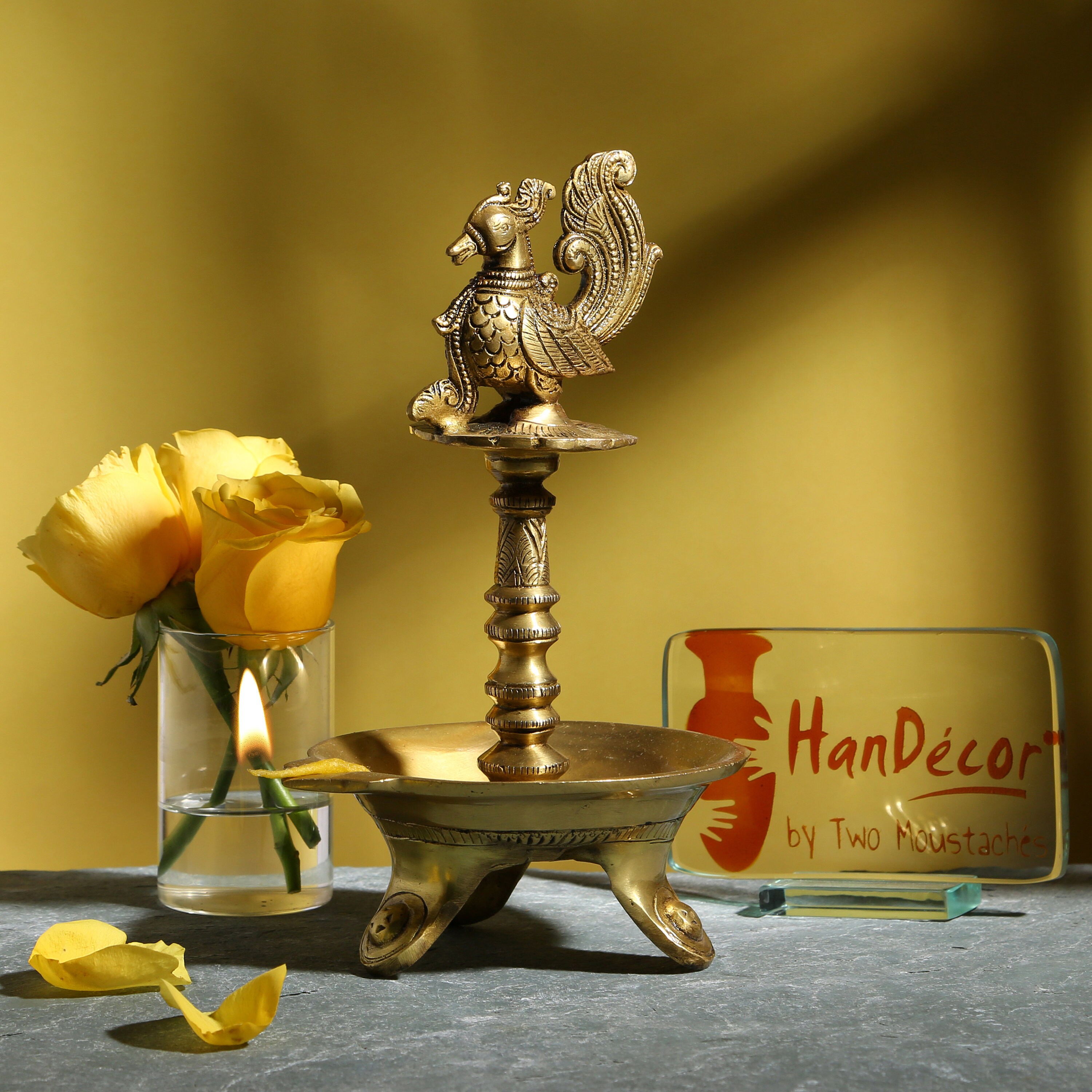 Brass Peacock Design Oil Diya With Base for Home Decor - Etsy