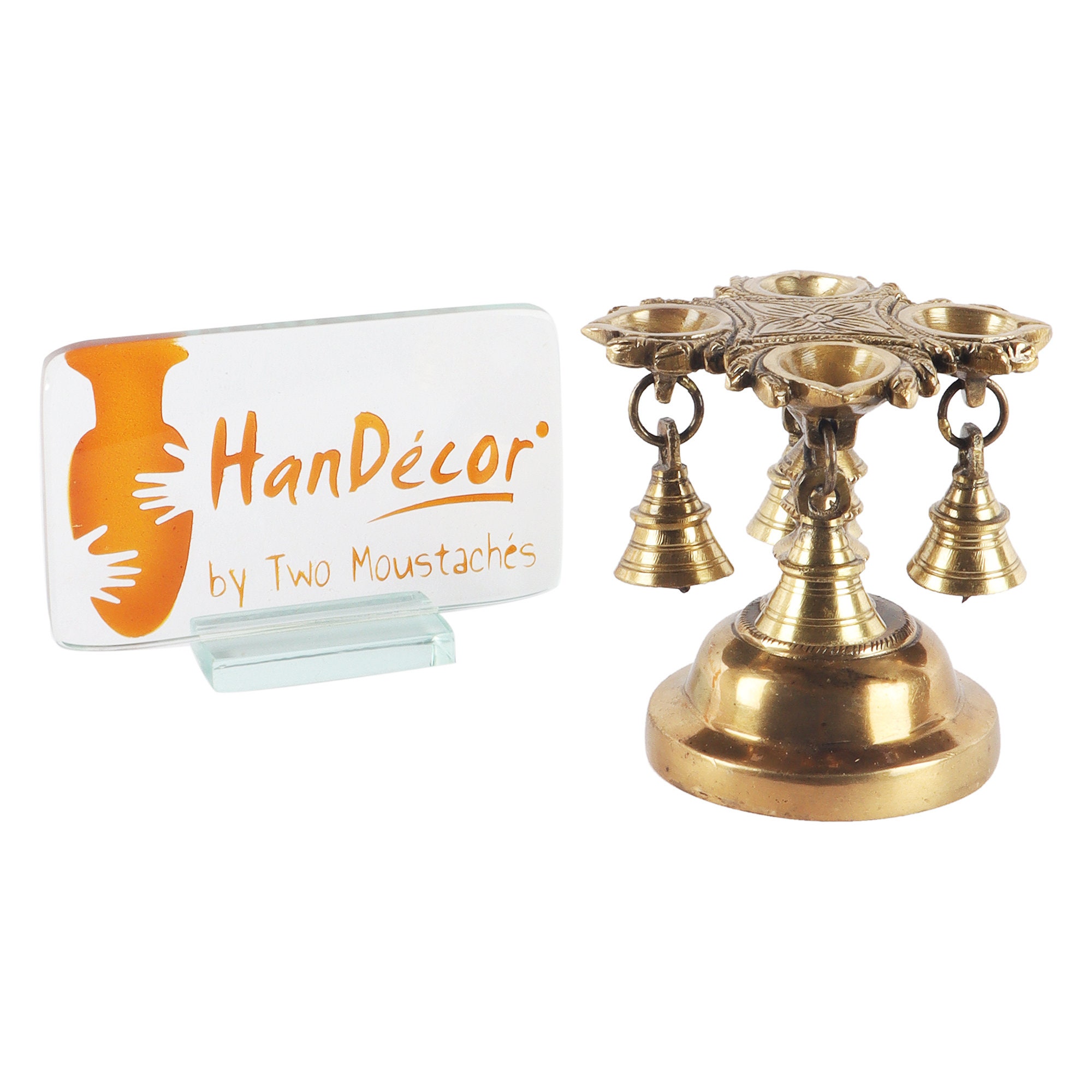 Brass Handmade Diya 4 Oil Wick Brass Diya With Bells Oil - Etsy