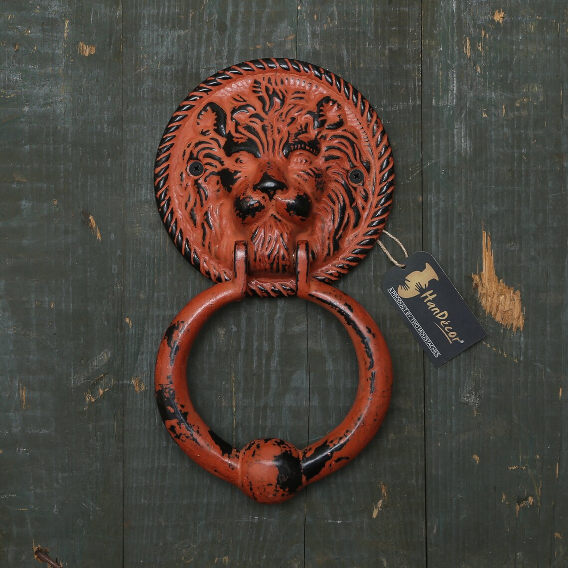 Lion Face Door Knocker Rustic Orange | Etsy