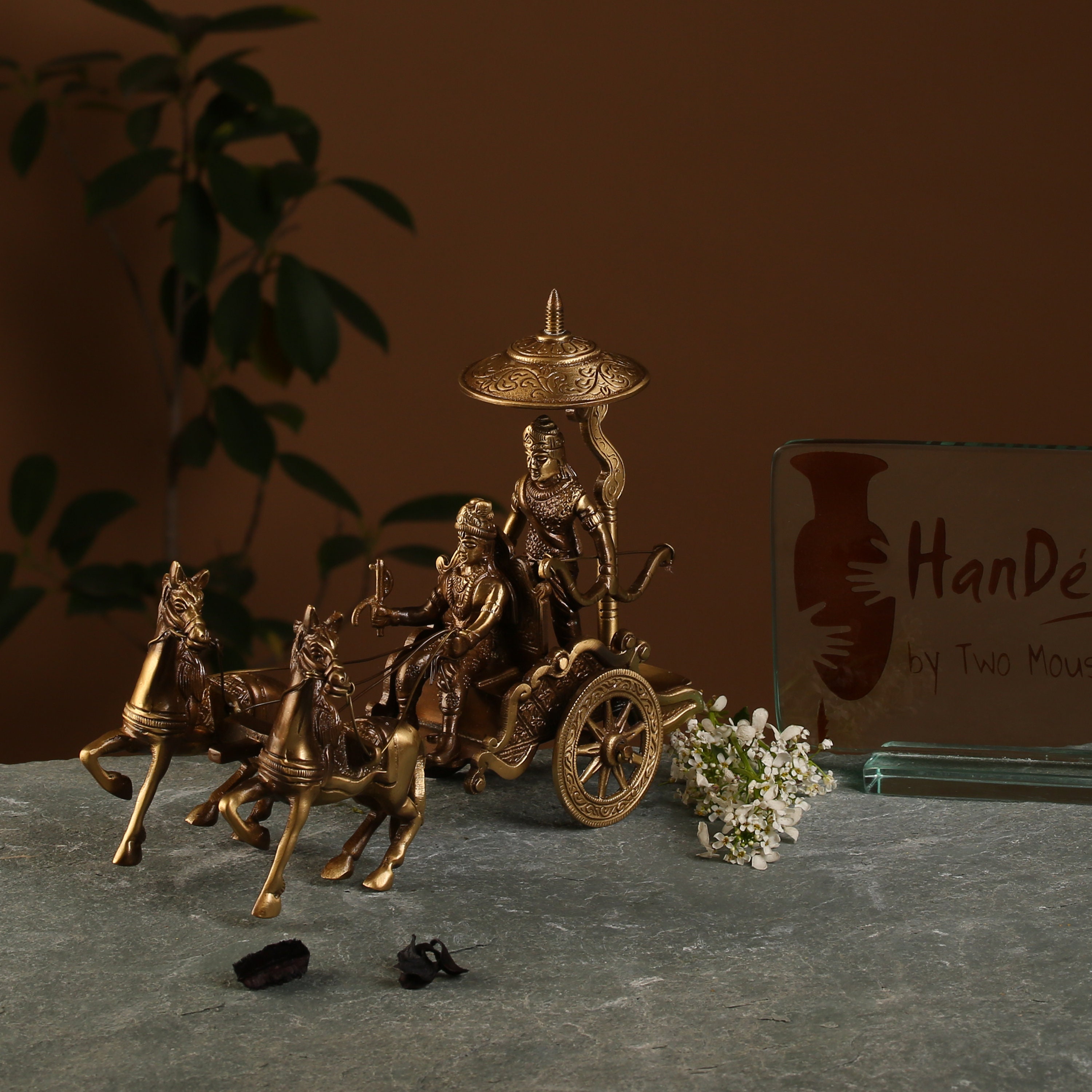 Home & Living Brown Krishna Arjuna Rath Showpiece Statues Home Décor ...