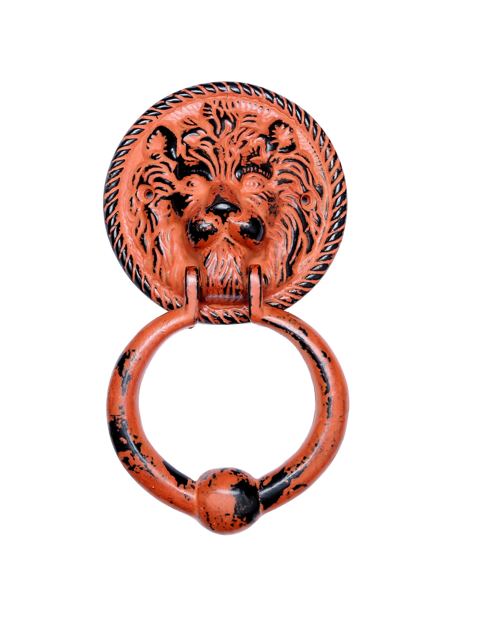 Lion Face Door Knocker Rustic Orange - Etsy