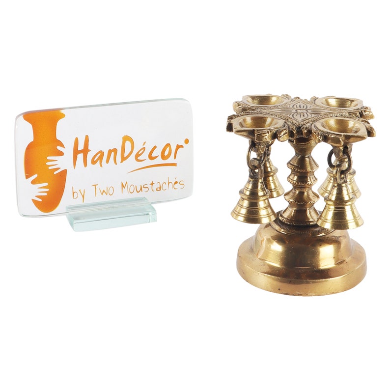 Brass Handmade Diya 4 Oil Wick Brass Diya With Bells Oil - Etsy