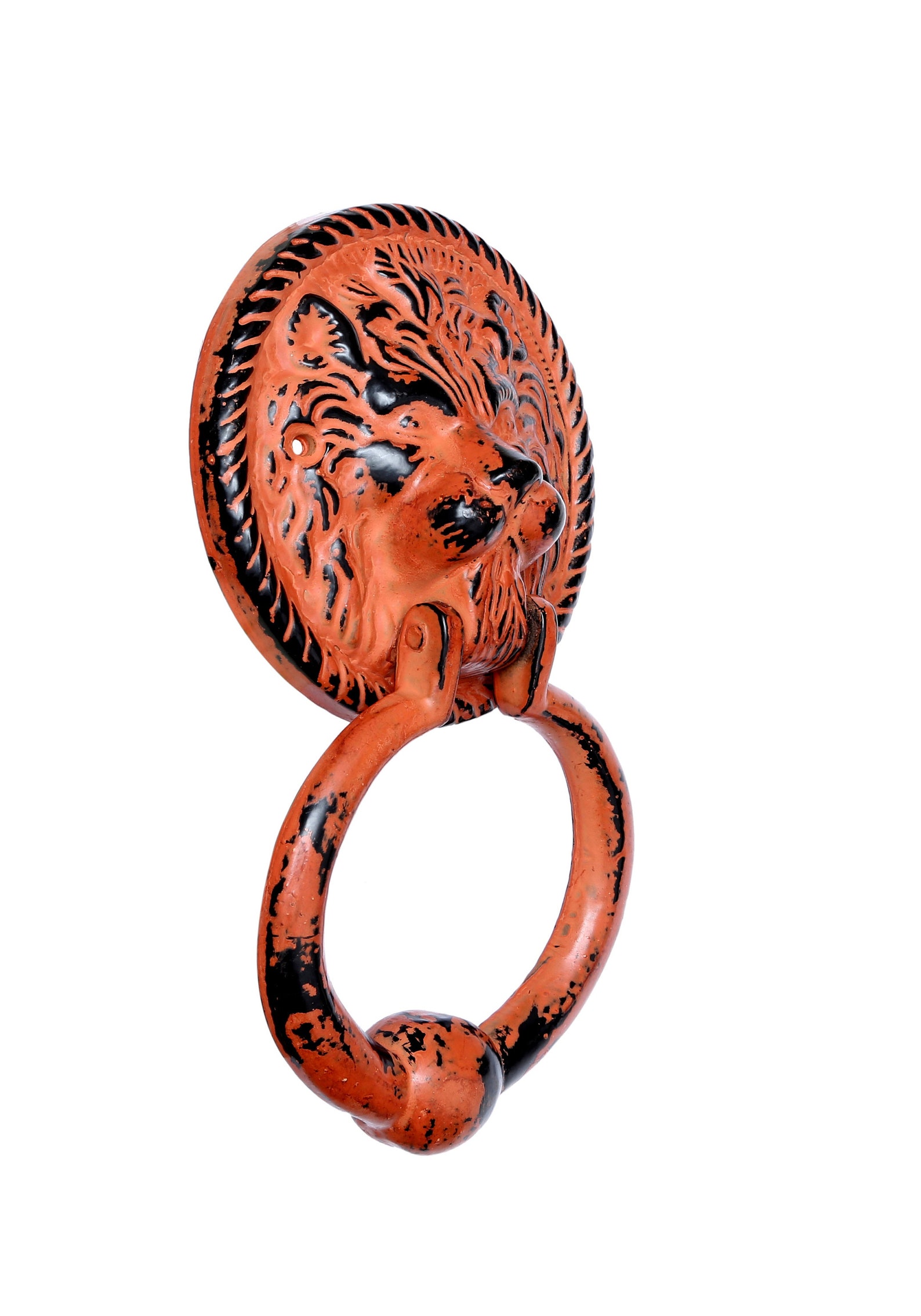 Lion Face Door Knocker Rustic Orange | Etsy