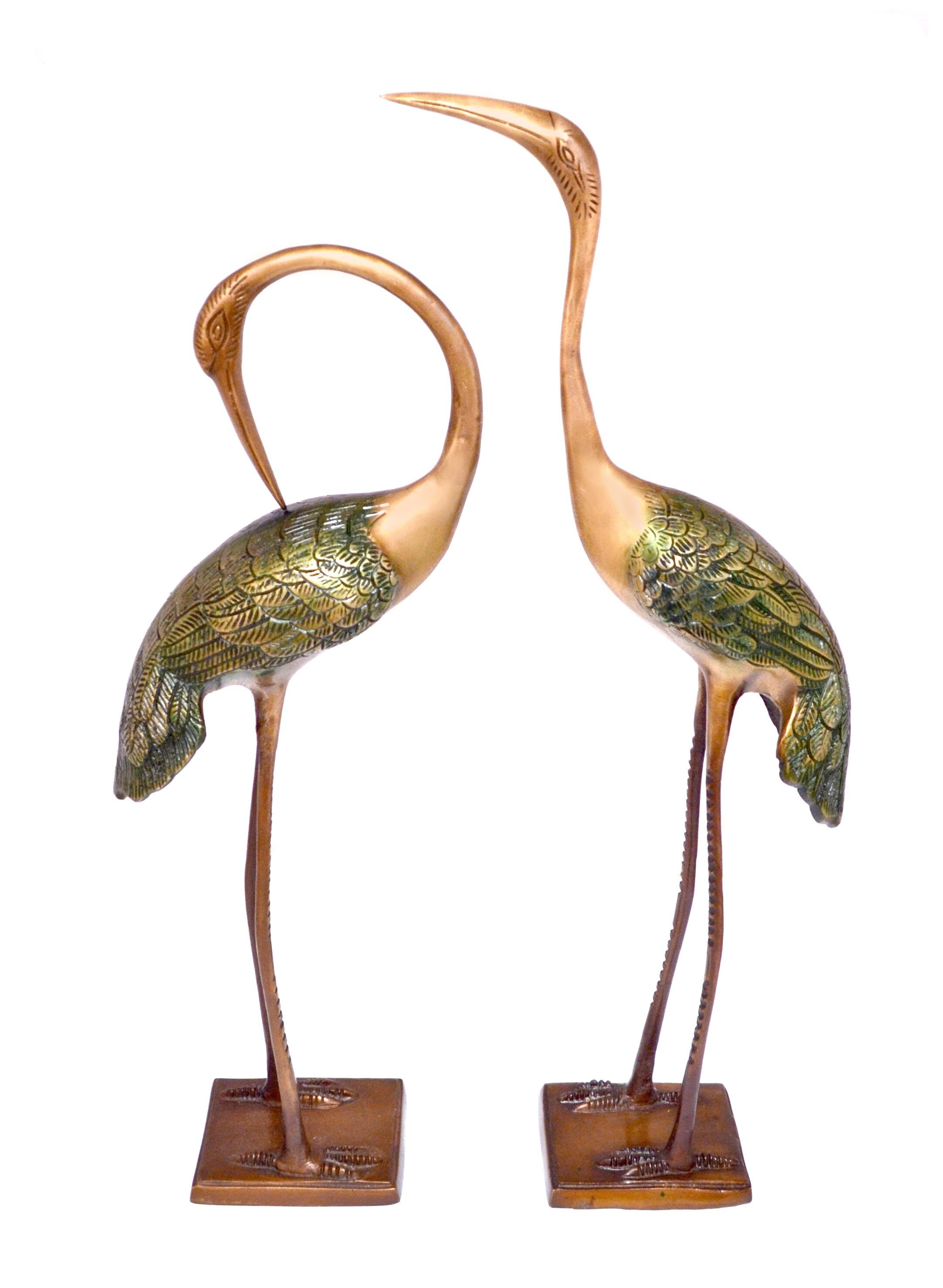 Love Cranes Pair Brass Flamingo Showpiece Pair Garden | Etsy