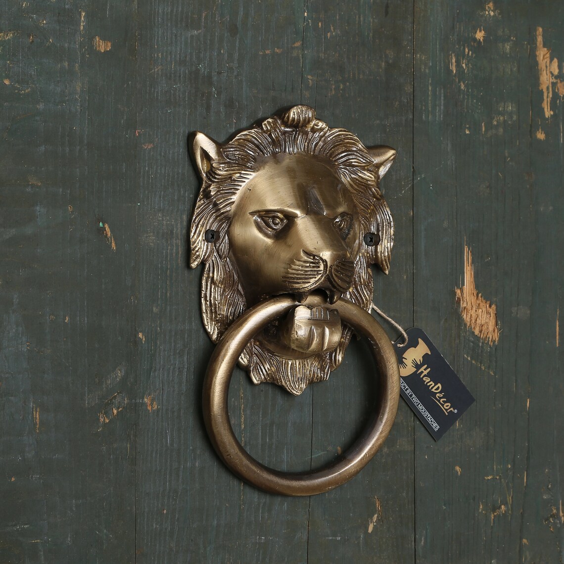 Brass Lion Design Door Knocker With Ring Antique Brass - Etsy
