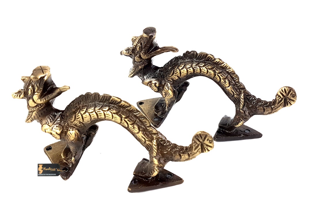 Dragon Design Brass Door Handle Pair, Main Door Handles, Handles for ...