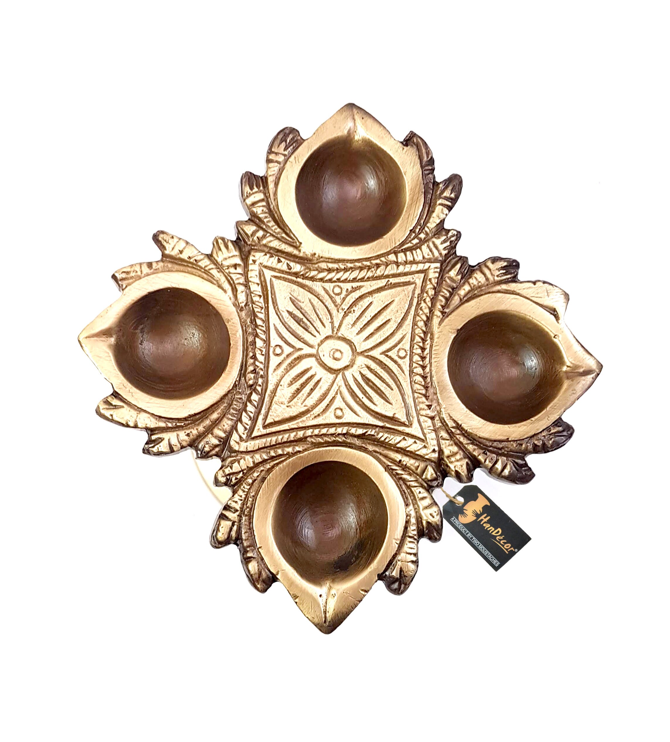 Brass Handmade Diya 4 Oil Wick Brass Diya With Bells Oil - Etsy