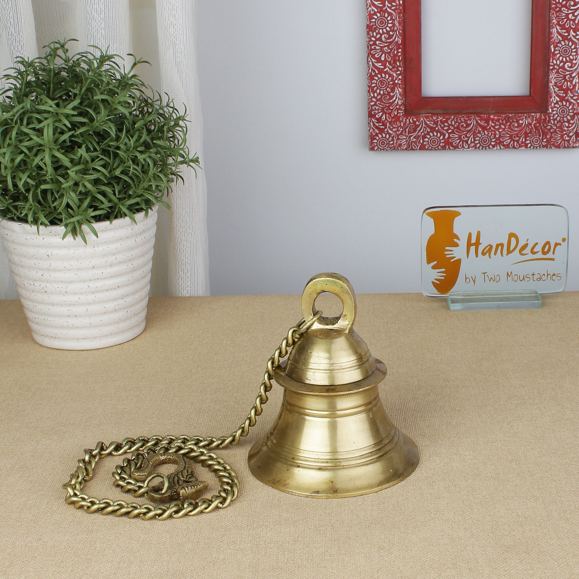 Brass Hanging Bell With Chain Bell Dimensions 4.2 X 5 Inches - Etsy